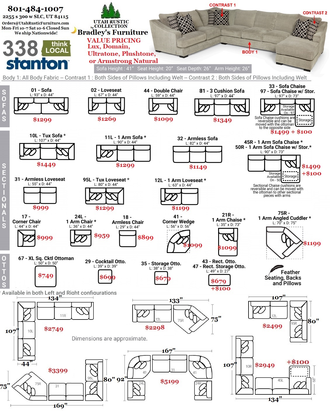 Bradley's Furniture Etc. - Stanton Fabric and Leather Sofas